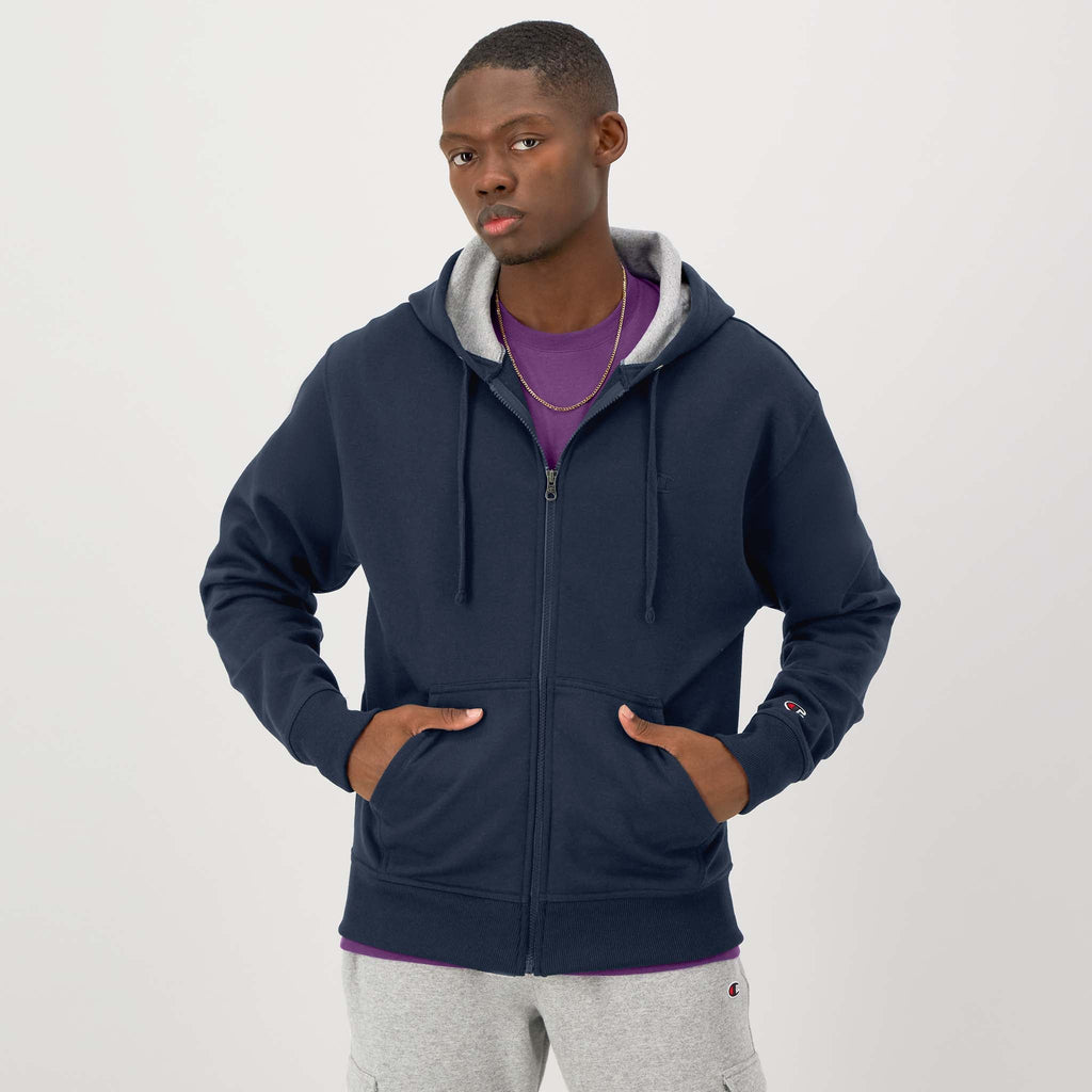 Powerblend Full-Zip Hoodie, C Logo - Champion